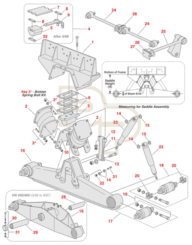 Hendrickson HN402 Rear Tandem Schematic93 - Standard Spring